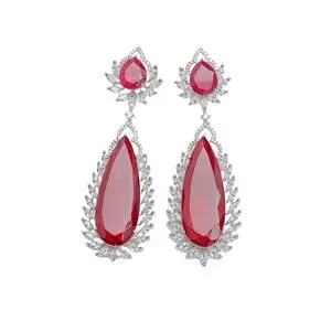 MERAKI BY RASHMI BAJAJ Larmes Cubic Zirconia Dangle Earrings - Red