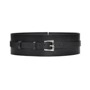 HAUTE CUIR Athea Wide Leather Belt - Black