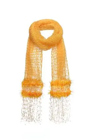 ANDREEVA Yellow Cashmere Handmade Knit Scarf - Orange