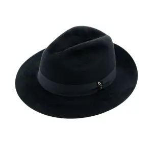 DORIA 1905 Smooth Lapin Felt Fedora Hat - Black