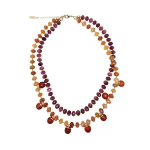FARRA Agate Double Layers Statet Necklace - Red