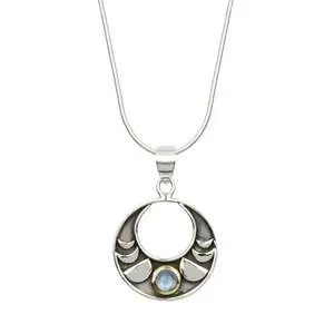 CHARLOTTE'S WEB JEWELLERY Black / Silver Moon Phase Silver Necklace Moonstone - Black/silver