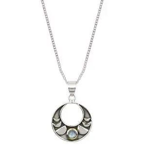 CHARLOTTE'S WEB JEWELLERY Sterling Silver Moon Phase Necklace With Moonstone - Black/silver