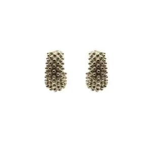 VICSTONENYC FINE JEWELRY Unique Ball Textured Sterling Hoop Earrings - Silver