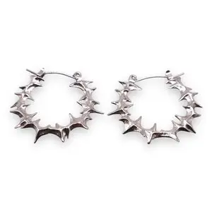 JAGGED HALO JEWELRY Yennefer Spike Small Hoop Earrings White Gold - Silver