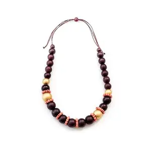 Likhâ Pompa Statet Necklace, Wine Red