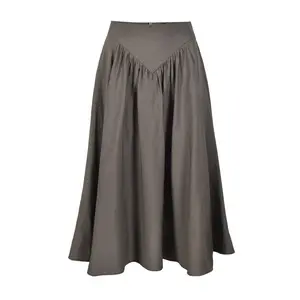 OH!ZUZA NIGHT&DAY Neutrals Echo Viscose Midi Skirt With Pockets – Cocoa - Brown