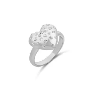 SHYMI Scattered Stone Puffy Heart Ring - Silver
