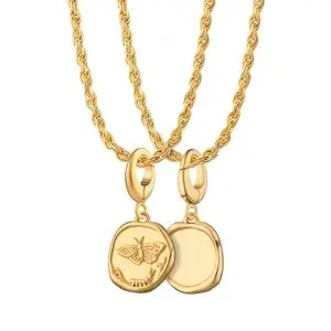 LILY CHARMED Plated Manifest Change Charm Necklace With Twisted Rope Chain - Gold