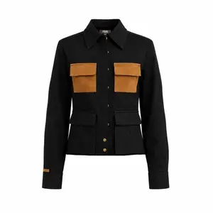 LUROQ LONDON Black / Brown Structured Utility Shirt - Black/brown
