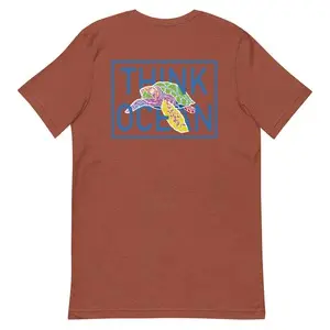 ANCHOR & CREW Clay Think Ocean Turtle Fluorescence Cotton Embroide T-shirt - Red