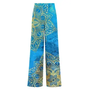 ALOHA FROM DEER Blue / Gold Gold Boho Long Loose Pants