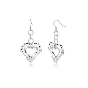 GOLD & HONEY Dolphin Dangle Earrings - Silver