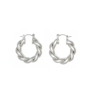 SHABELLA NYC Croissant Hoops Earring - Silver
