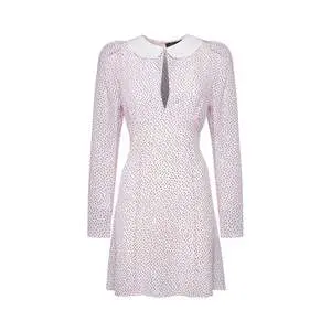 SVETA MILANO Seattle Polka-dot Silk Dress With Embroidered Collar - White