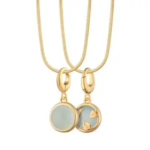 LILY CHARMED Plated Blue Agate Healing Stone Necklace With Round Snake Chain Confidence Charm Necklace - Gold