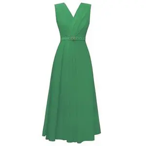 ALINA CERNATESCU Amavi Fern Drapped Midi Cocktail Dress With V-neckline - Green