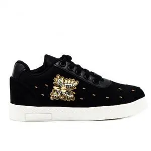 RETTROSE Rylan Hand Embellished Satin Tennis Shoes