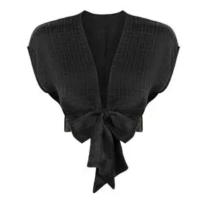 LILAMIE Bruges Sleeveless Resort Crop Top - Black