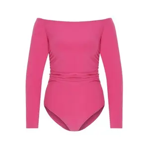 MAAN ISTANBUL Boat Neckline Bodysuit Angel Theme - Pink