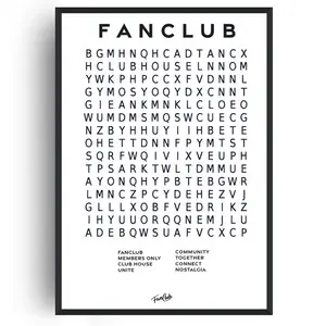 FANCLUB Core Wordsearch Giclée Art Print - Black