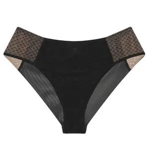 VERDANT INTIMATES Dot Mesh French Bikini - Black
