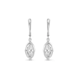 SHYMI Victorian Style Fancy Shape Drop Earrings - Marquise Silver