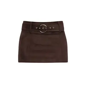 OW Zelda Faux Suede Mini Skirt - Brown