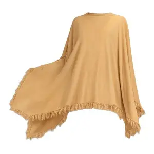 I ROCCHI CASHMERE S Pure Linen Poncho With Fringes - Brown