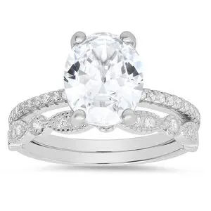 KYLIE HARPER Oval-cut Diamond Cz 2pc Stackable Ring Set In Sterling - Silver