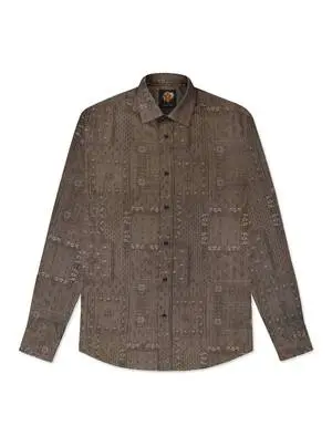 GRESHAM BLAKE Antique Ornatal Jacquard Shirt - Brown