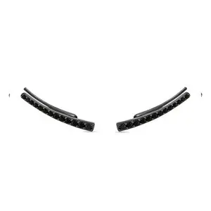 SALLY SKOUFIS Diamond Climber Earrings With Premium Rhodium Plate - Black