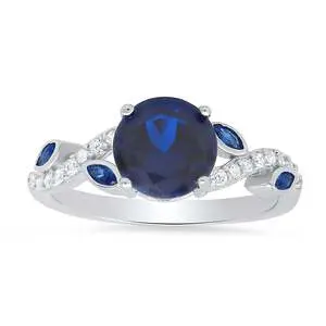 KYLIE HARPER Floral Sapphire Ring In Sterling - Silver
