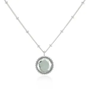 AUREE JEWELLERY Barcelona Silver August Birthstone Necklace Amethyst - Green