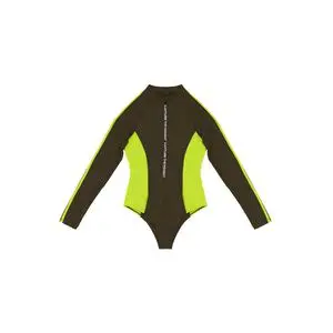KAPTURE Dayglow Long Sleeve Front Zip Recycled Swimsuit Dark - Green