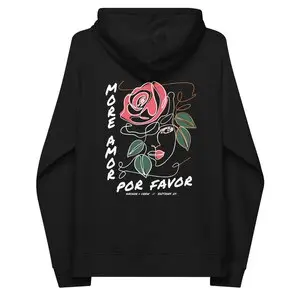 ANCHOR & CREW Organic Cotton Hoodie "more Amor Por Favor - Black