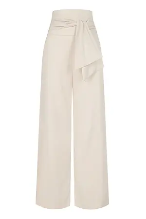 MARIANNA DÉRI High-rise Wide-leg Trousers With Tie Belt - White
