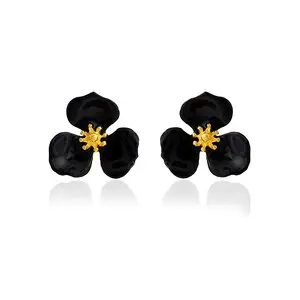 MILOU JEWELRY Bloom Flower Earrings - Black