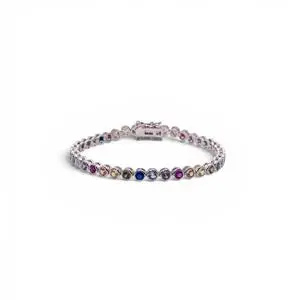 MISS CECILIA Rainbow Tennis Bracelet - Silver