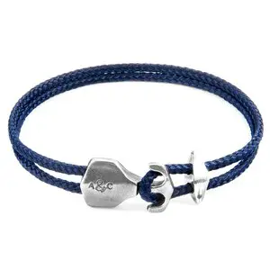ANCHOR & CREW Silver / Blue Navy Blue Delta Anchor Silver & Rope Bracelet - Silver/blue