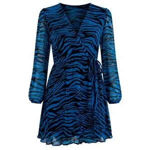 CHIARELLA Black / Blue Ade Dress- Zebra Print Blue - Black/blue