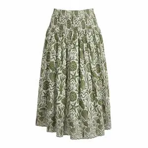 MARY MARSHMALLOW Long Everyday Skirt Sealife Olive - Green