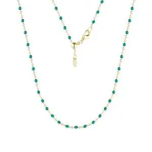 KAMARIA Enamel Beaded Chain Necklace Dark Enamel - Green