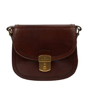 TIME RESISTANCE Leather Saddle Bag Secrets - Brown