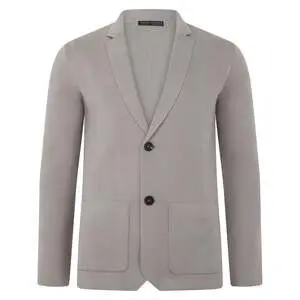 PAUL JAMES KNITWEAR Lightweight Mercerised Cotton Giuseppe Knitted Blazer Taupe - Grey