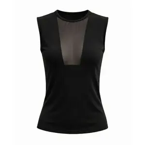 MARIANNE BY MARIE JORDANE Kylie Organic Cotton Mesh Panel Made In France - Black
