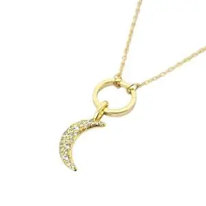 HARFI Plated Crescent Moon Pendant Charm Necklace - Gold
