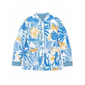 YUMI Jungle Reversible Cotton Quilted Jacket - Blue