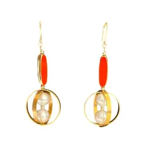ARACHELI STUDIO Geometric Orbital Pearl Earrings