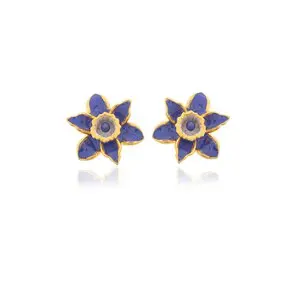 MILOU JEWELRY Very Peri Daffodil Flower Earrings Yellow